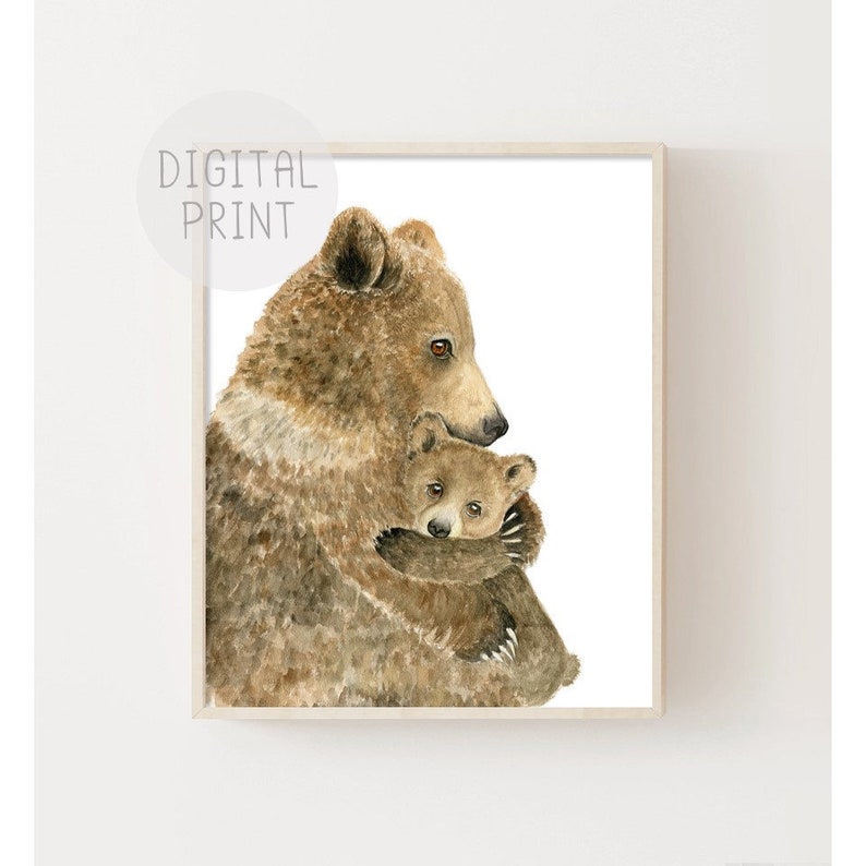 Mama and Baby Bear Watercolor Nursery Art (PRINTABLE) - Etsy