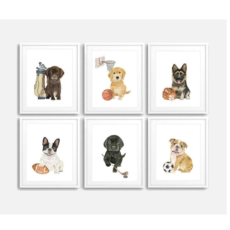 Nursery Dog Prints Set of 6 Sports Nursery Décor PRINTABLE - Etsy