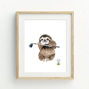 Set of 4 Golf Watercolor Painting Animals Playing Golf Baby Boy Room ...