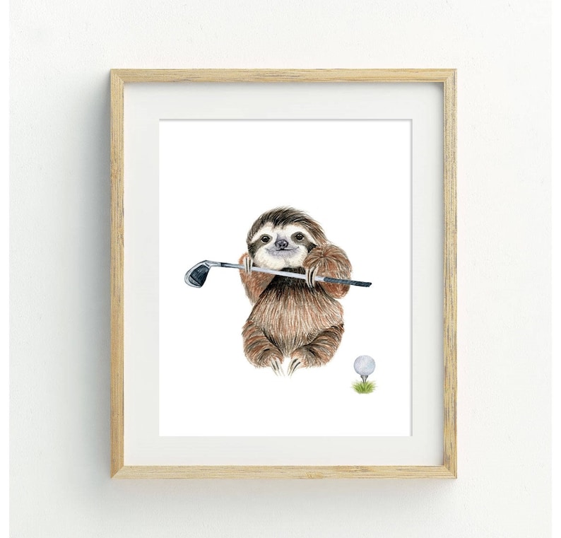 Set of 4 Golf Watercolor Painting Animals Playing Golf Baby - Etsy