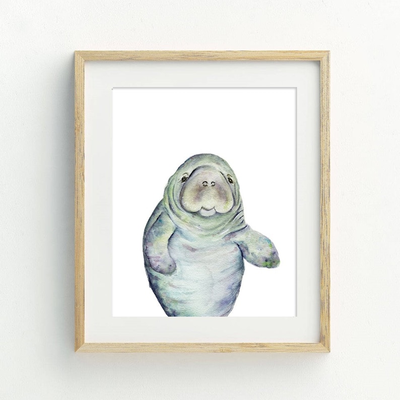 Manatee Watercolor Art Print, Nursery Decor (digital Download) - Etsy