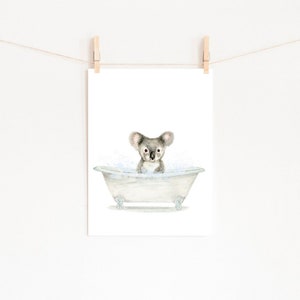 Koala in a Bathtub Print, Bathroom Art PRINTABLE, Baby Koala Taking a ...