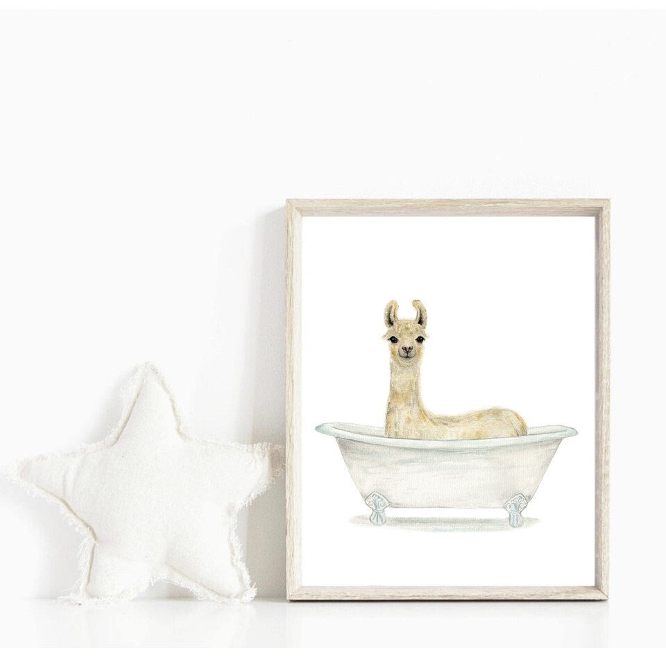 Llama in a Bathtub Print Child's Bathroom Art PRINTABLE | Etsy
