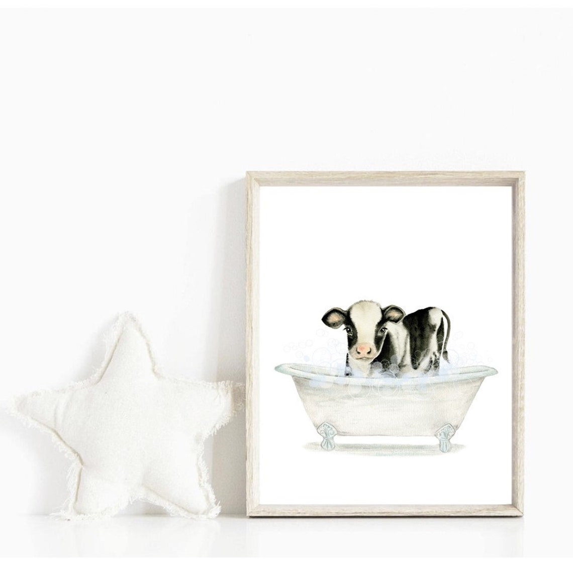 Cow Taking Bath Print PRINTABLE Bathroom Wall Art Baby Cow - Etsy