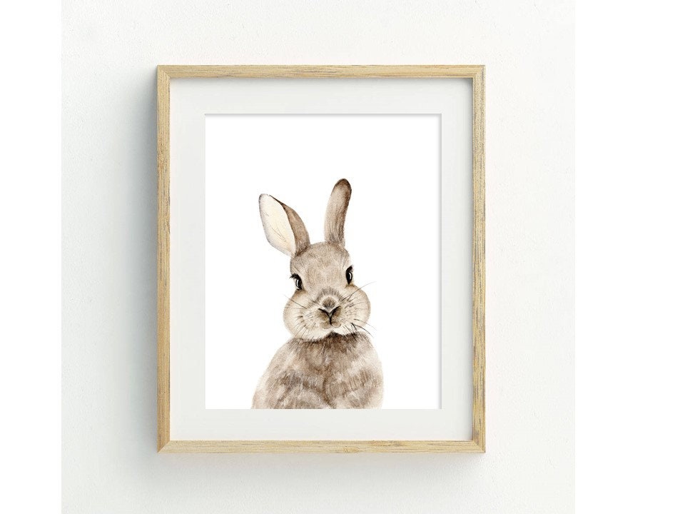 Bunny Print Set of 2 Printable Wall Art Gender Neural Nursery | Etsy