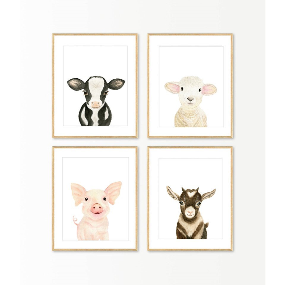 Set of 4 Farm Nursery Print Farm Animal Prints PRINTABLE | Etsy