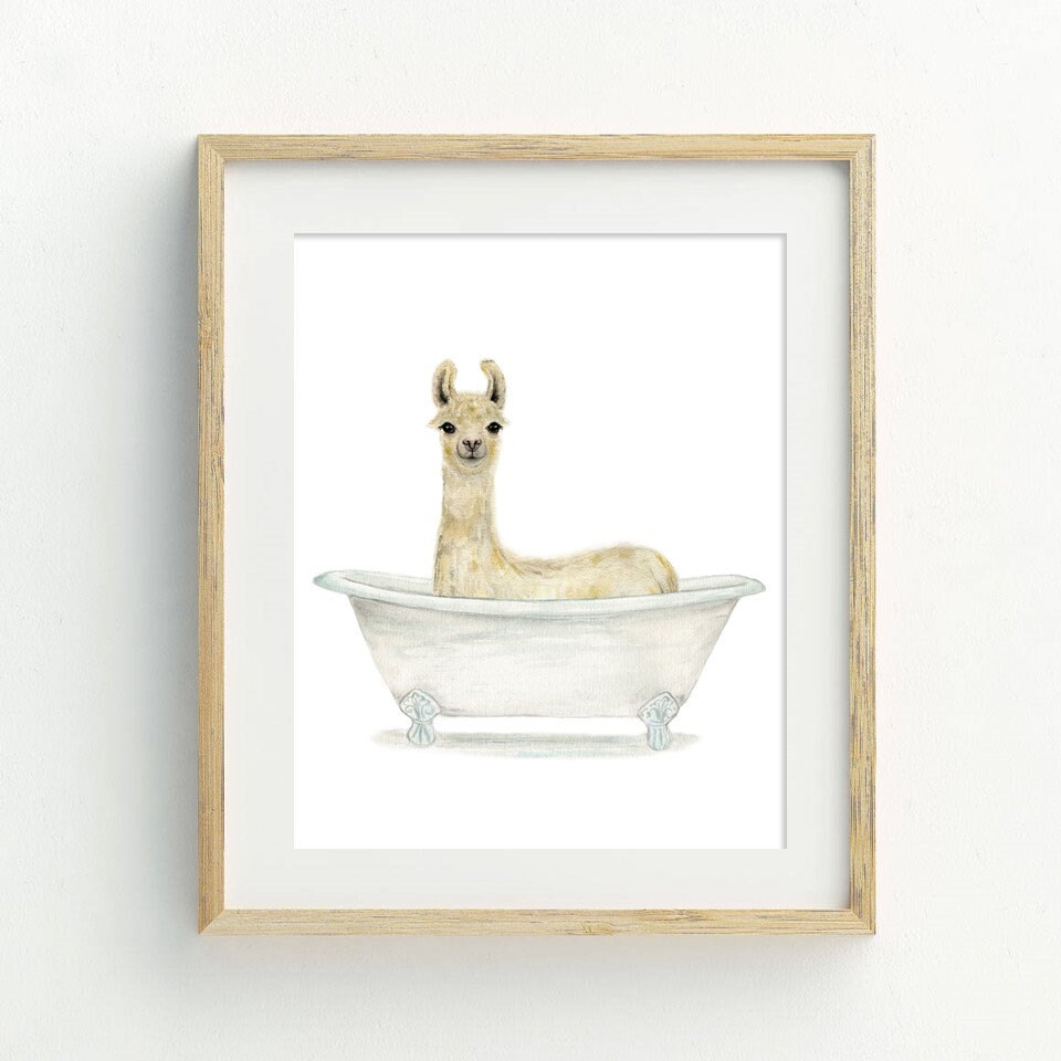 Llama in a Bathtub Print Child's Bathroom Art PRINTABLE | Etsy