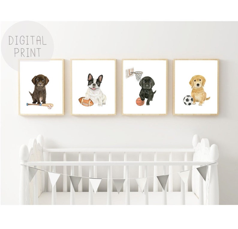 Dog Prints PRINTABLE Set of 4 Sports Nursery Décor - Etsy