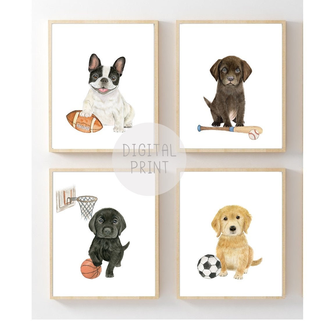 Dog Prints PRINTABLE Set of 4 Sports Nursery Décor | Etsy
