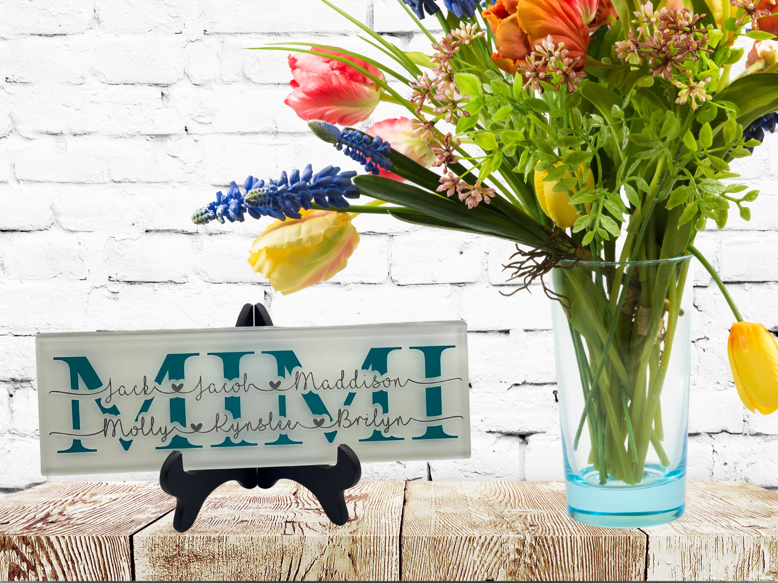 Personalized Mom Glass Tile Sign, Custom Family Keepsake - Etsy