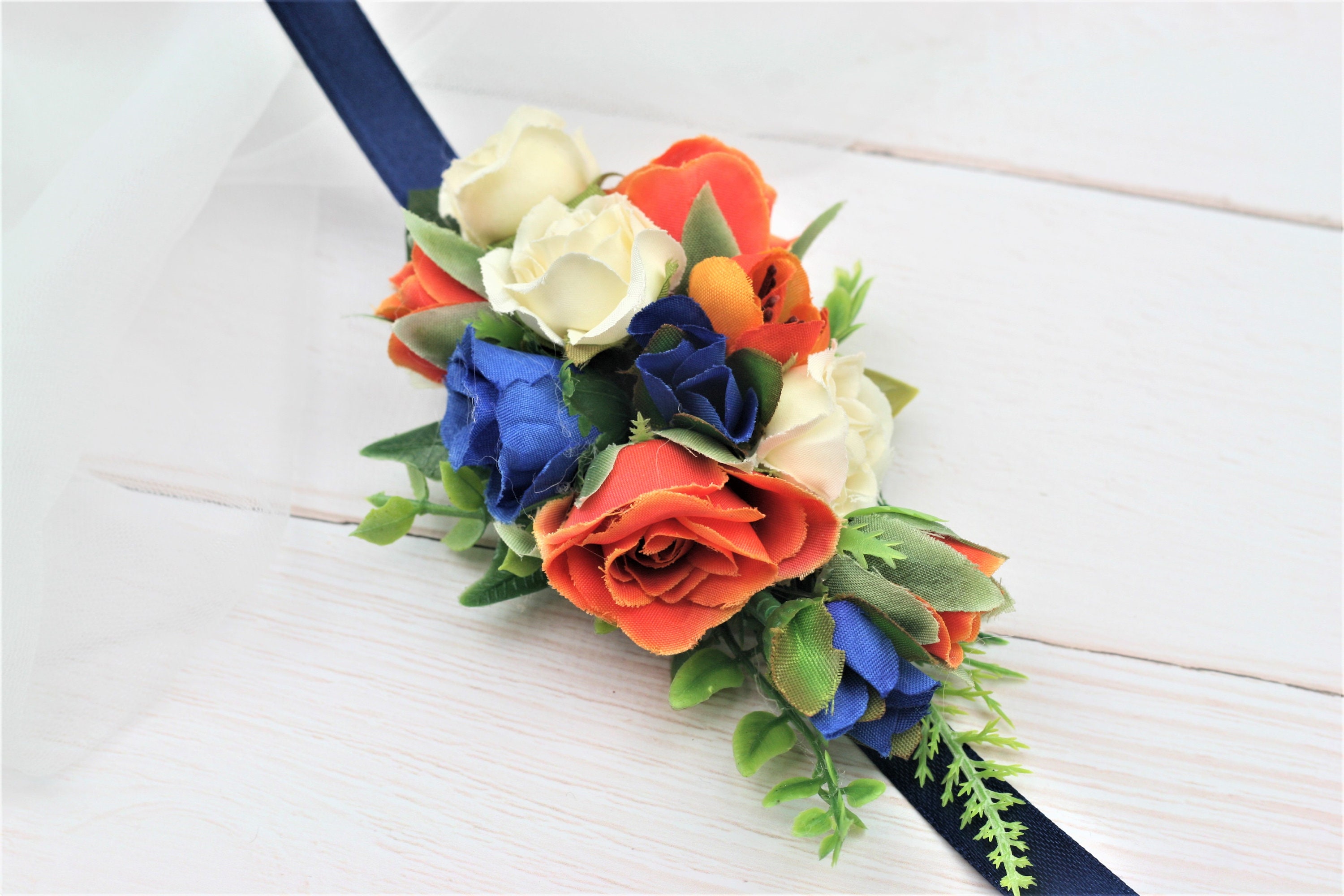 Rose corsage prom flower wrist corsage rustic corsage orange | Etsy