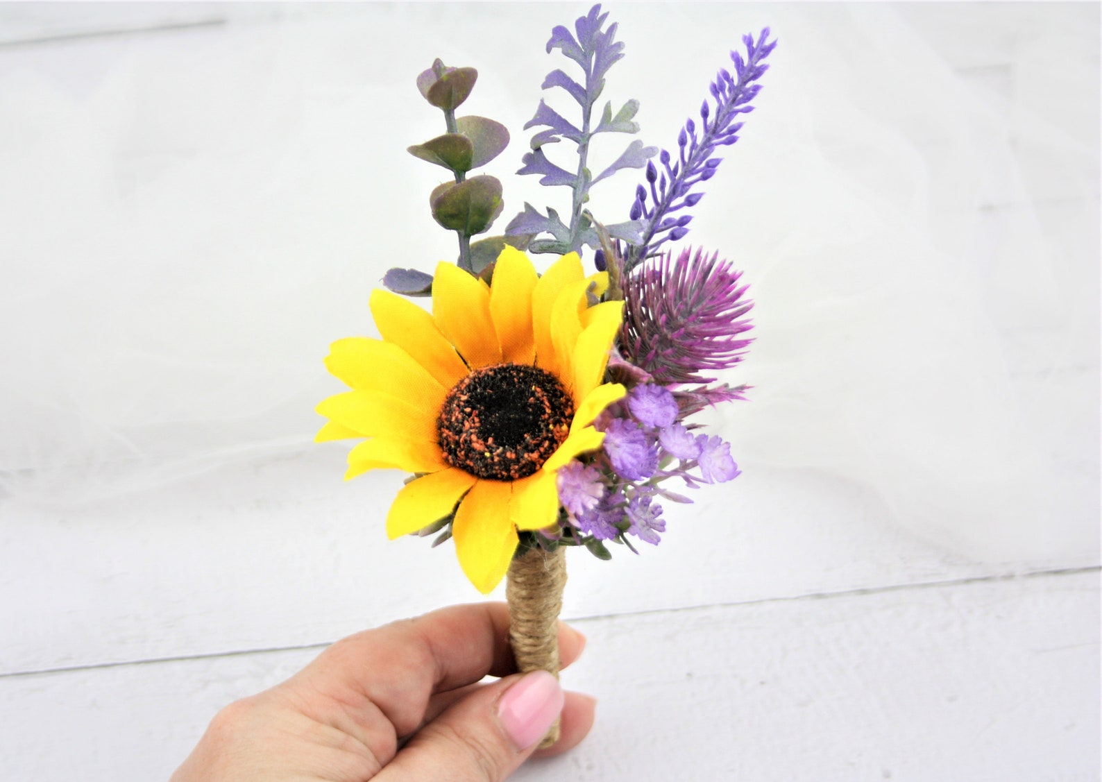 Purple Boutonniere for Men Sunflower Buttonhole Flower - Etsy