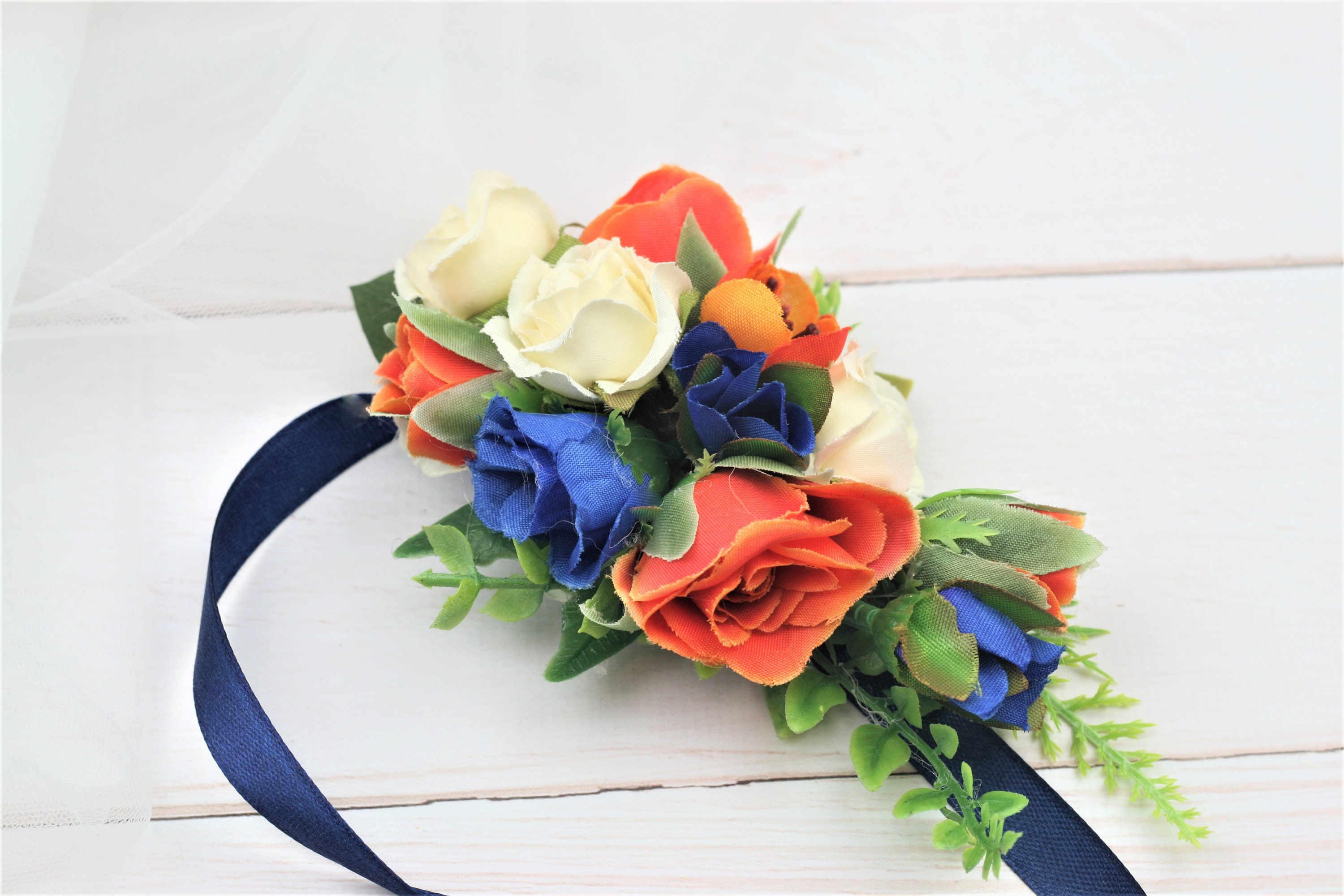 Rose corsage prom flower wrist corsage rustic corsage orange | Etsy