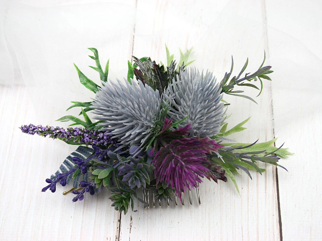 Lavender Thistle Hair Comb: Boho Wedding Hair Piece - Etsy