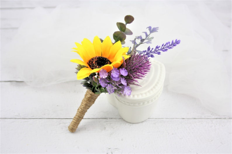 Purple Boutonniere for Men Sunflower Buttonhole Flower - Etsy