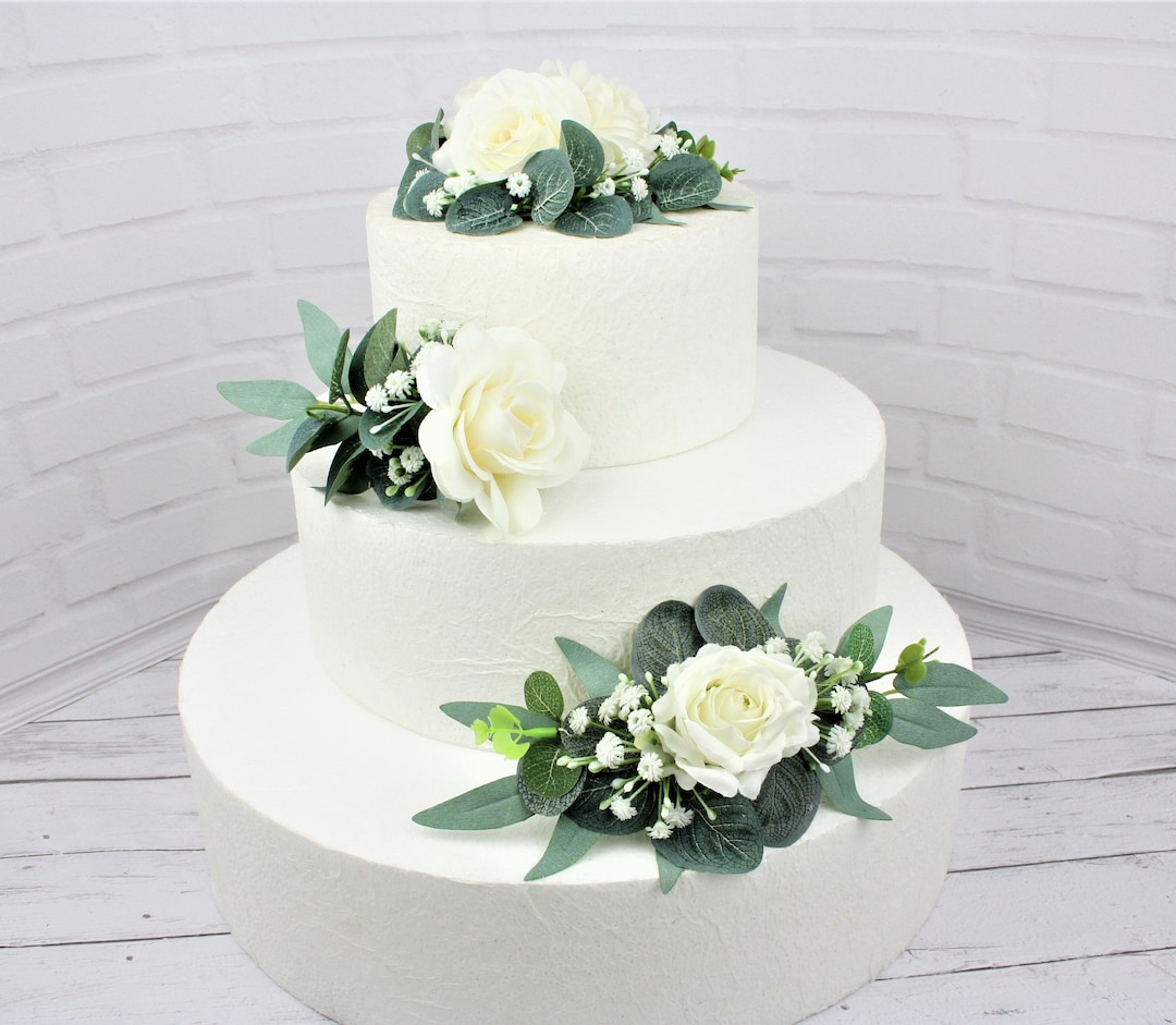 White Rose Cake Topper Floral Wedding Cake Topper Wedding Cake Flowers ...