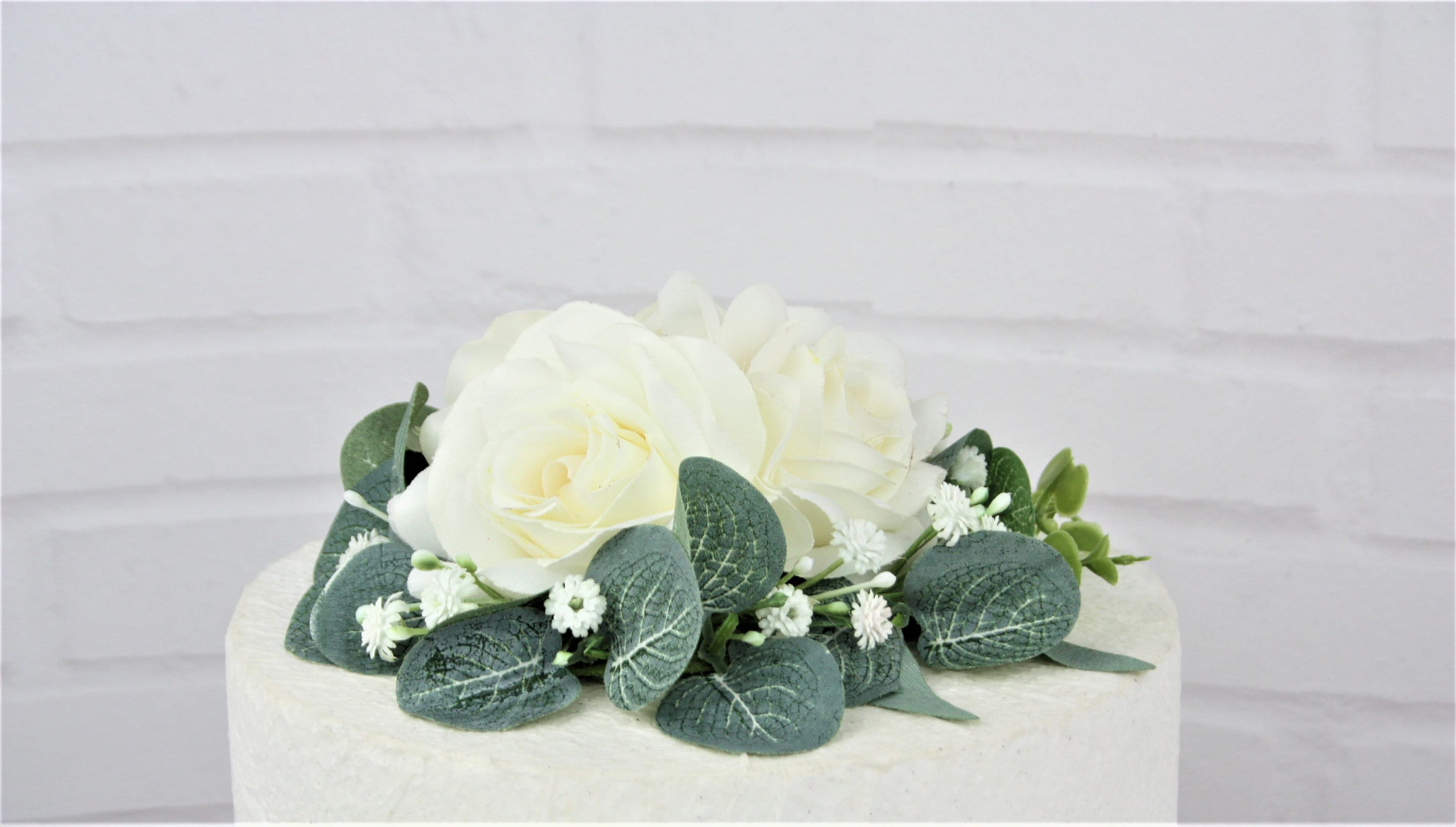 White Rose Cake Topper Floral Wedding Cake Topper Wedding Cake Flowers ...