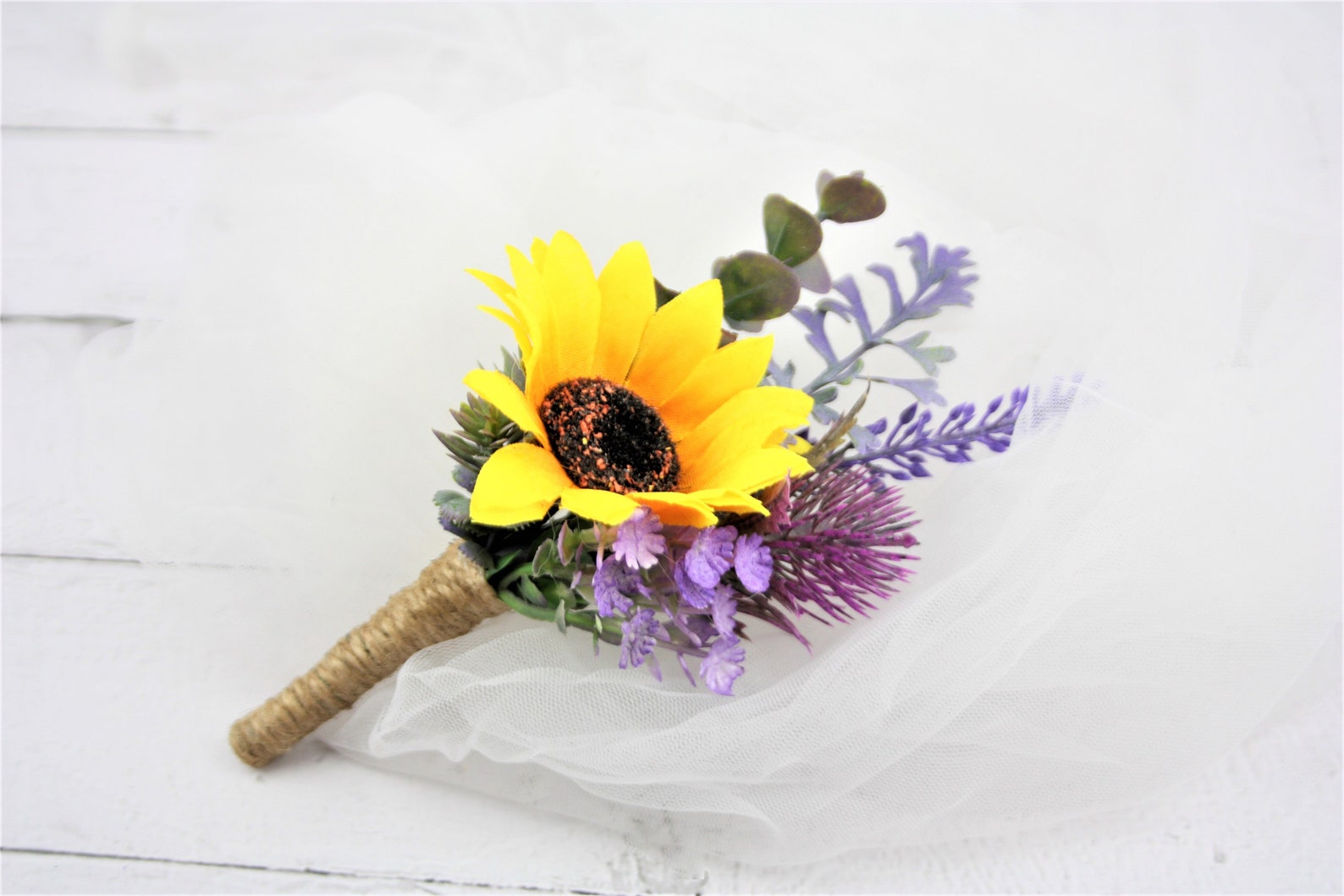 Purple Boutonniere for Men Sunflower Buttonhole Flower - Etsy