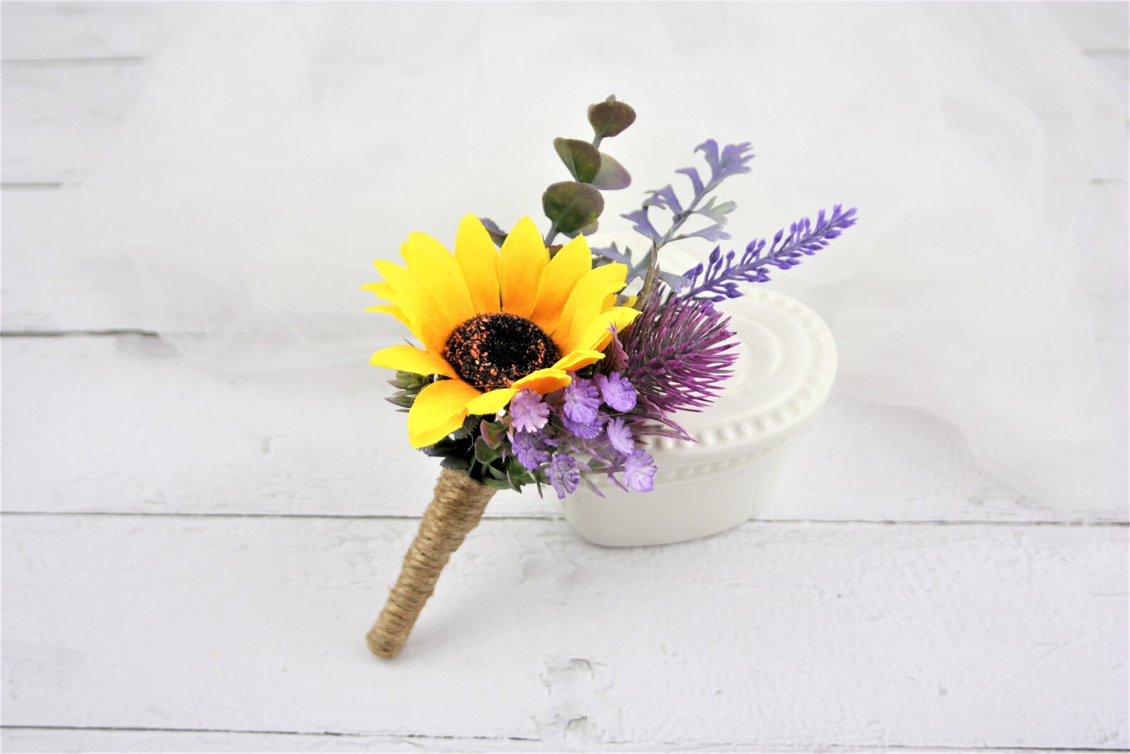 Purple Boutonniere for Men Sunflower Buttonhole Flower - Etsy