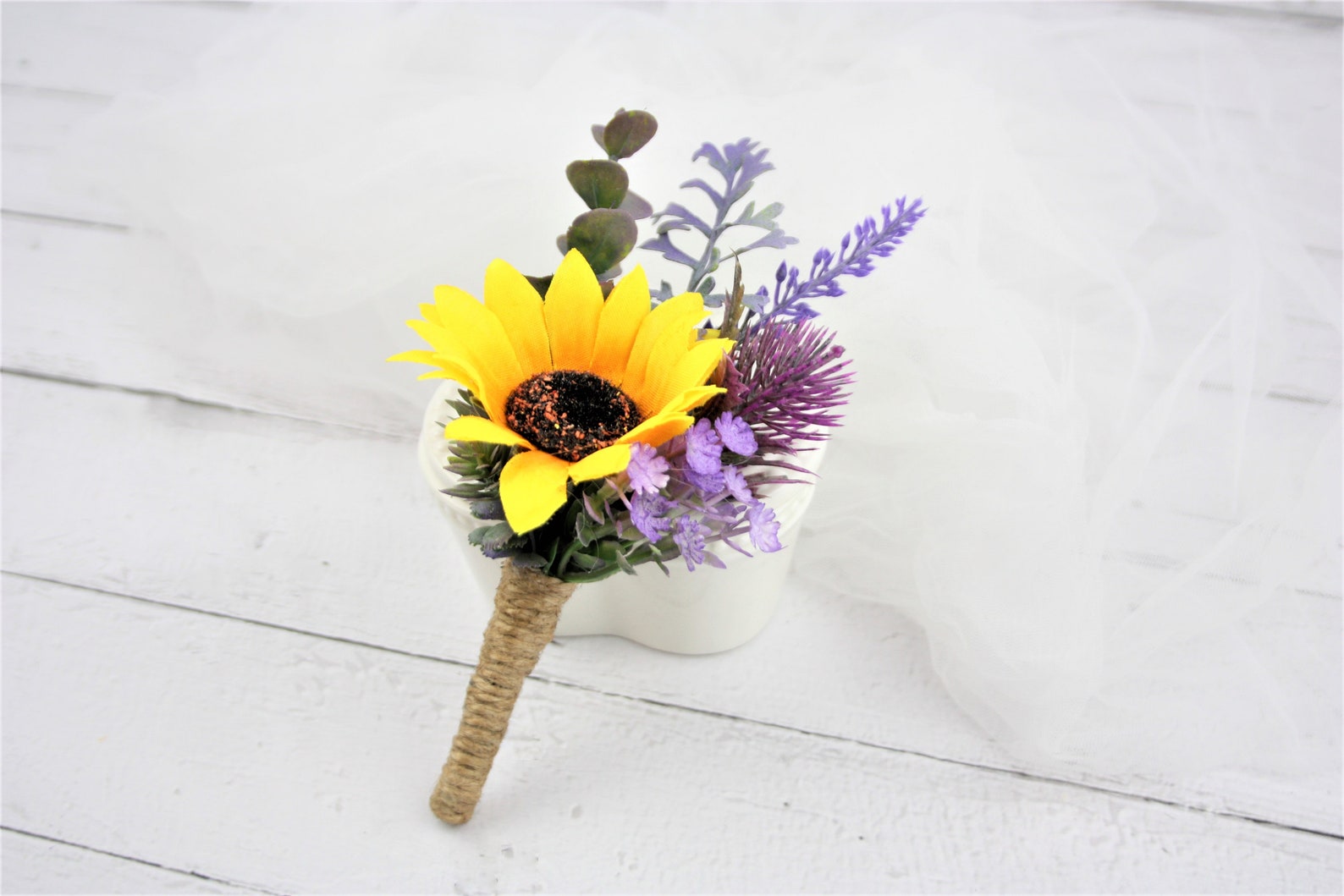 Purple Boutonniere for Men Sunflower Buttonhole Flower - Etsy