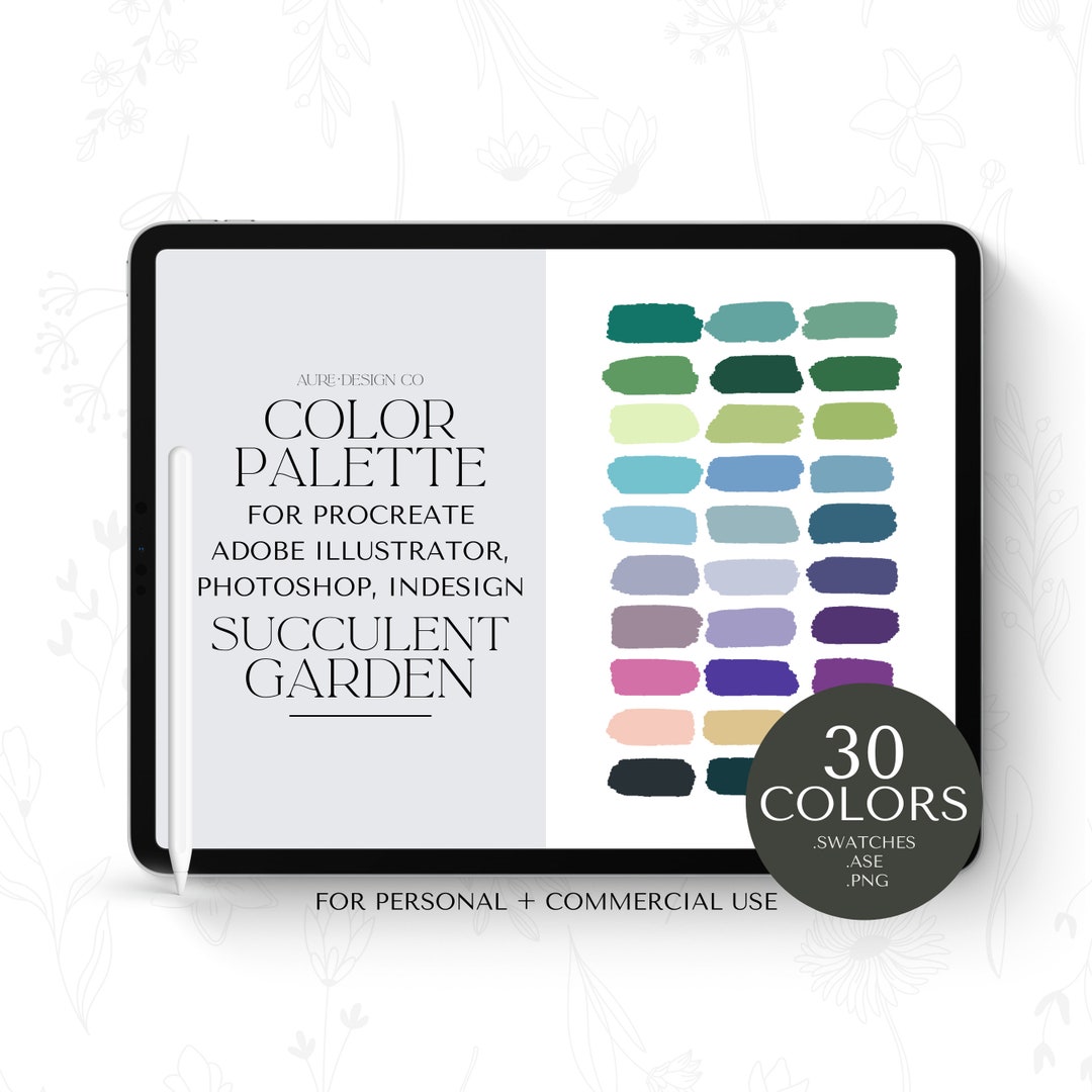 Succulent Color Palette for Procreate and Adobe - 30 Color Swatches ...