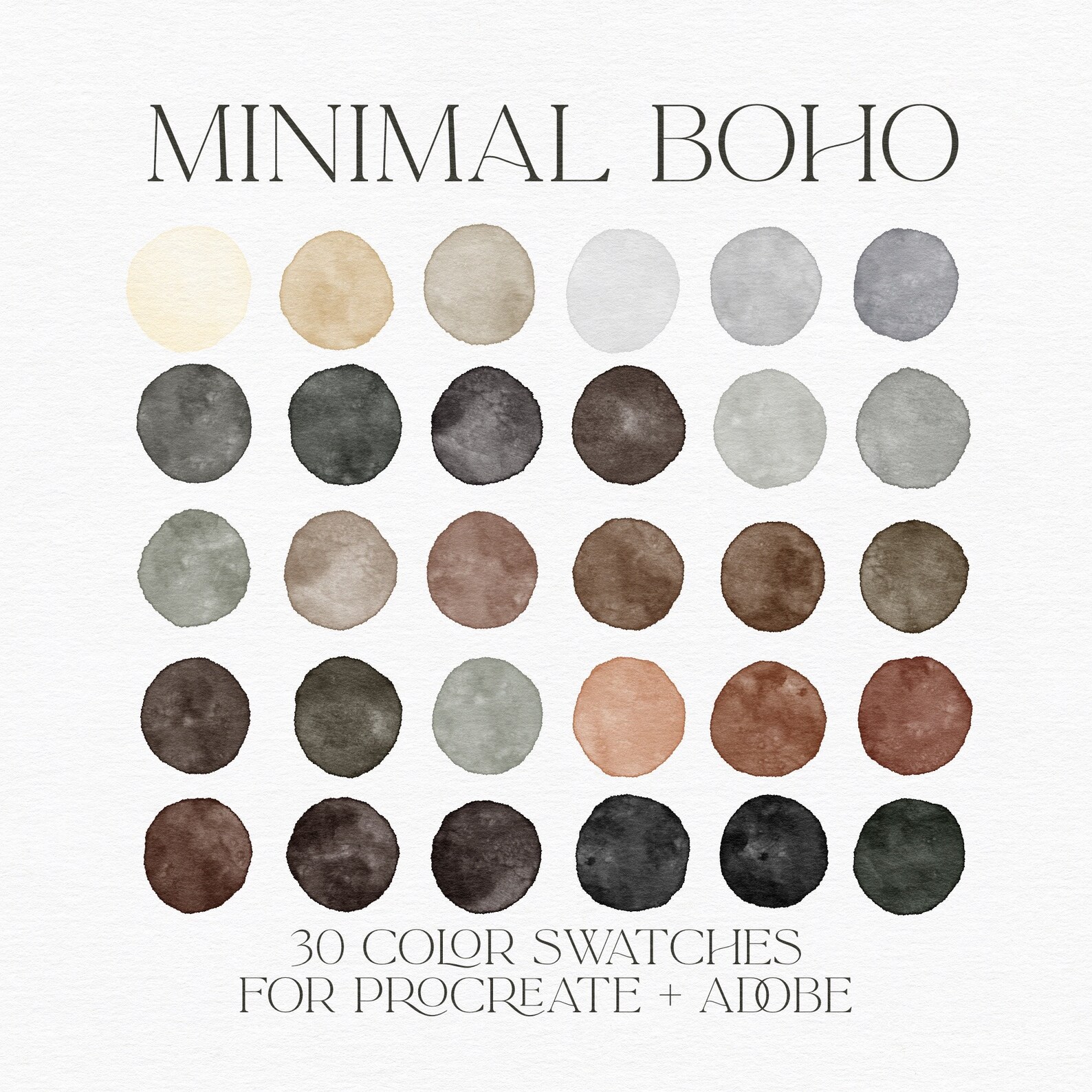 Procreate Color Palette: Minimalist Boho Swatches for Illustrator - Etsy