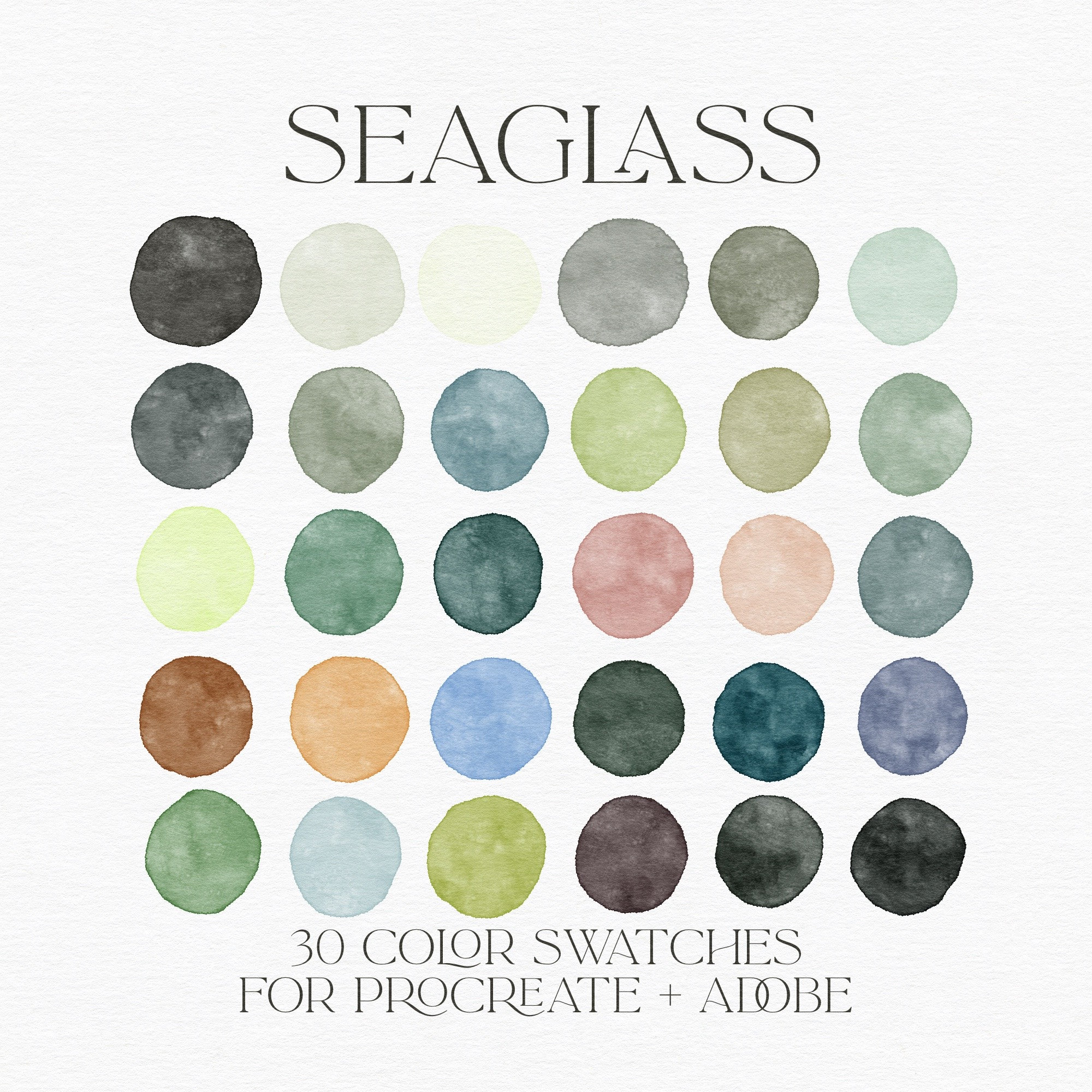 Procreate Color Palette, Sea Glass Color Scheme for Digital Art and ...