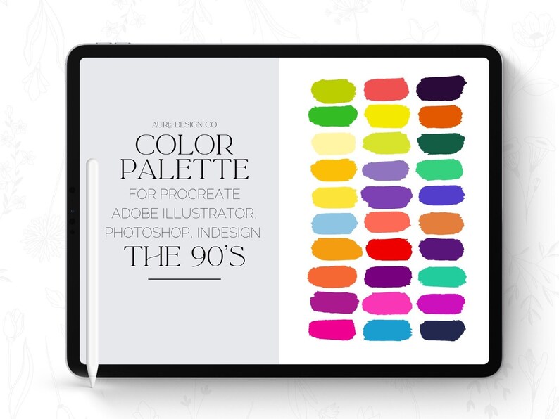 90s Color Palette for Procreate, 1990's Color Swatches for Adobe ...