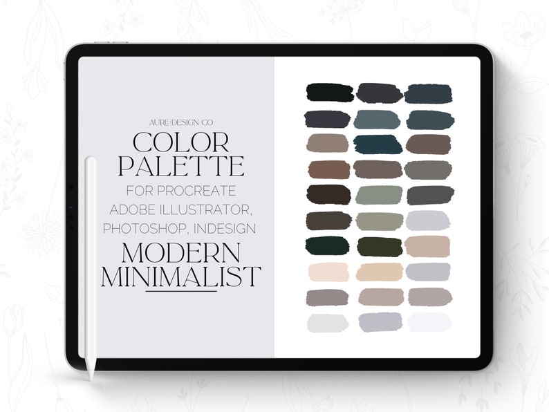 Modern Minimalist Color Palette for Procreate - 30 Color Swatches ...