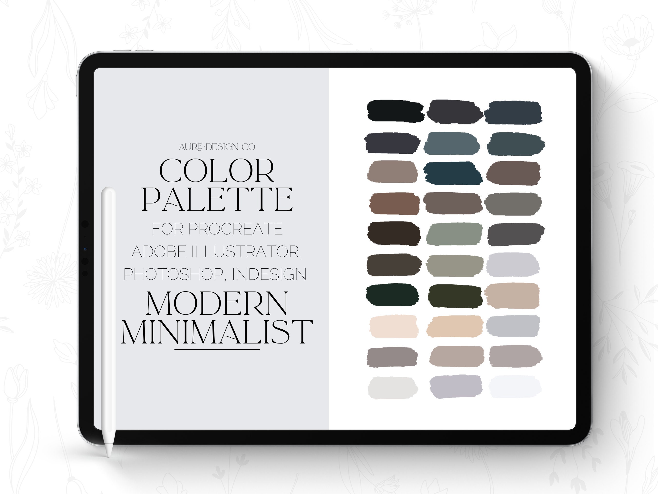 Modern Minimalist Color Palette for Procreate - 30 Color Swatches ...