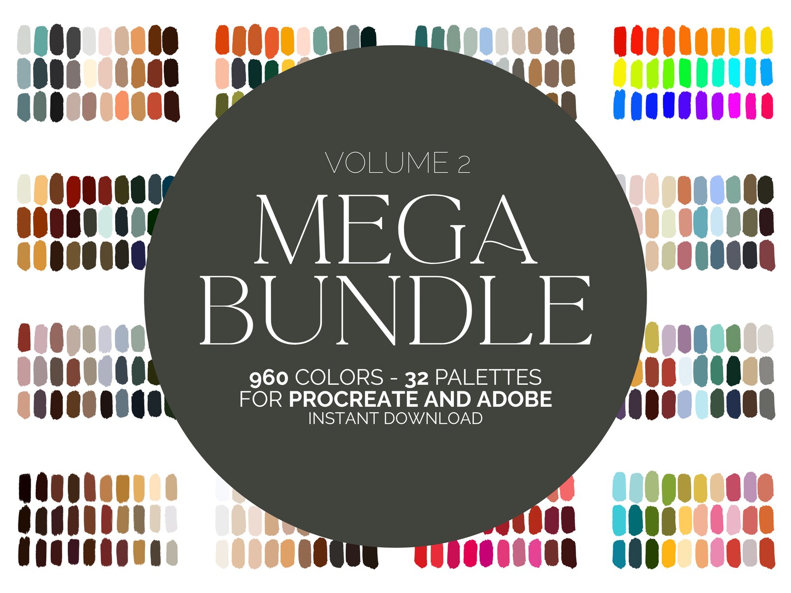 Color Palette Bundle for Procreate and Adobe 960 Color Swatches 32 ...