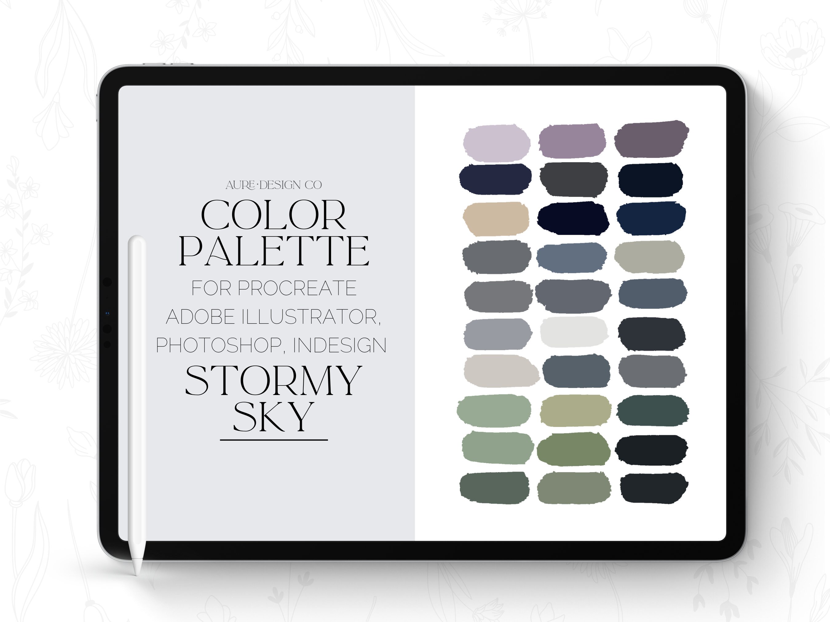 Procreate and Adobe Color Palette Stormy Sky Inspired Color Scheme for ...
