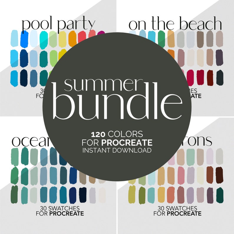 Summer Color Palette Bundle for Procreate 120 Bright | Etsy