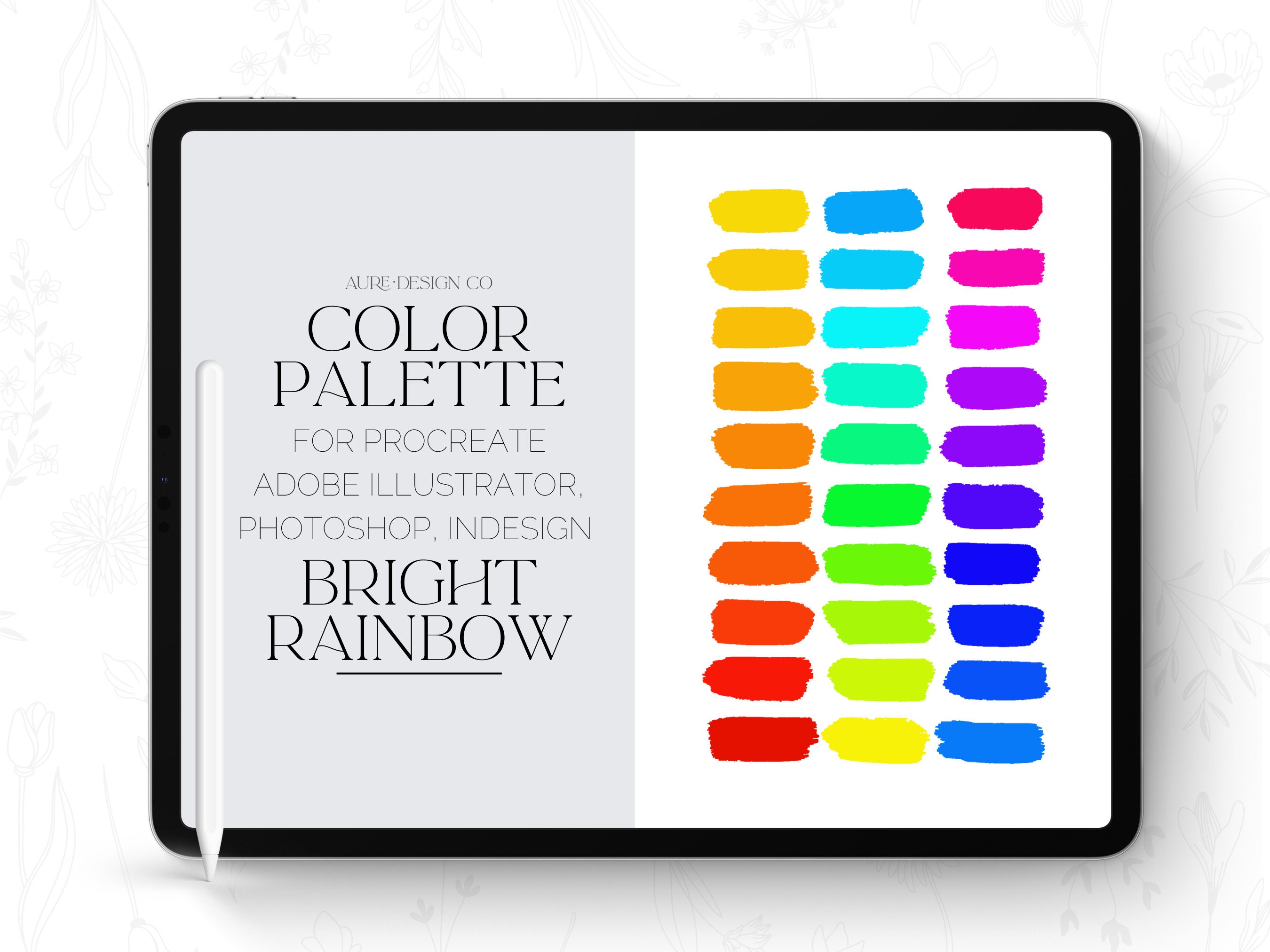 Bright Rainbow Color Palette for Procreate, Adobe Illustrator ...