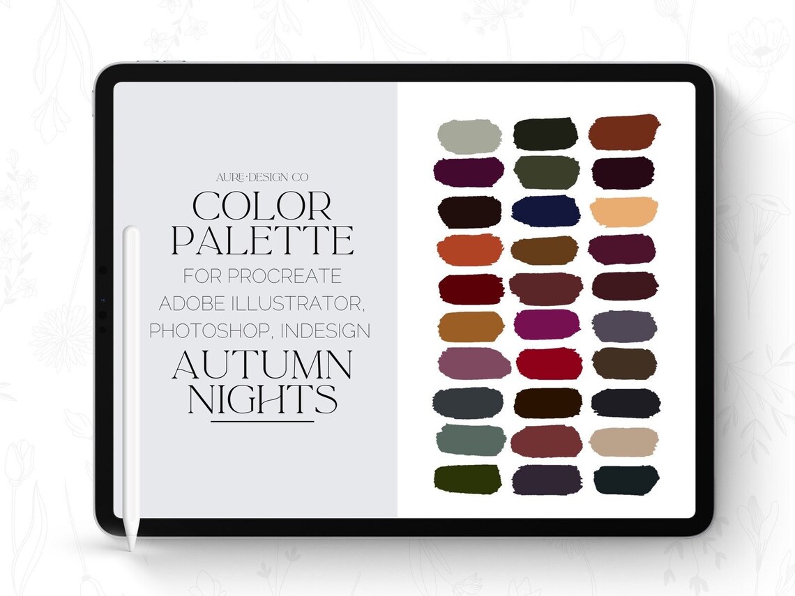 Fall Procreate Color Palette Autumn Nights Fall Color Scheme For Adobe Illustrator Indesign 