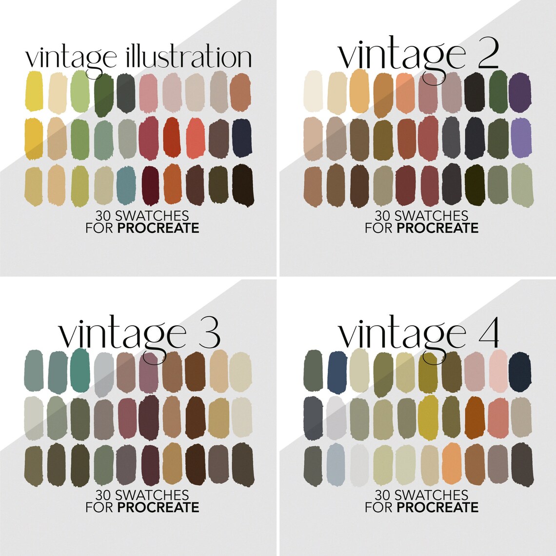 120 Vintage Colors for Procreate Palette Bundle Procreate Tools for ...
