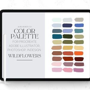Floral Color Palette for Procreate - 30 Wildflower Color Swatches for ...