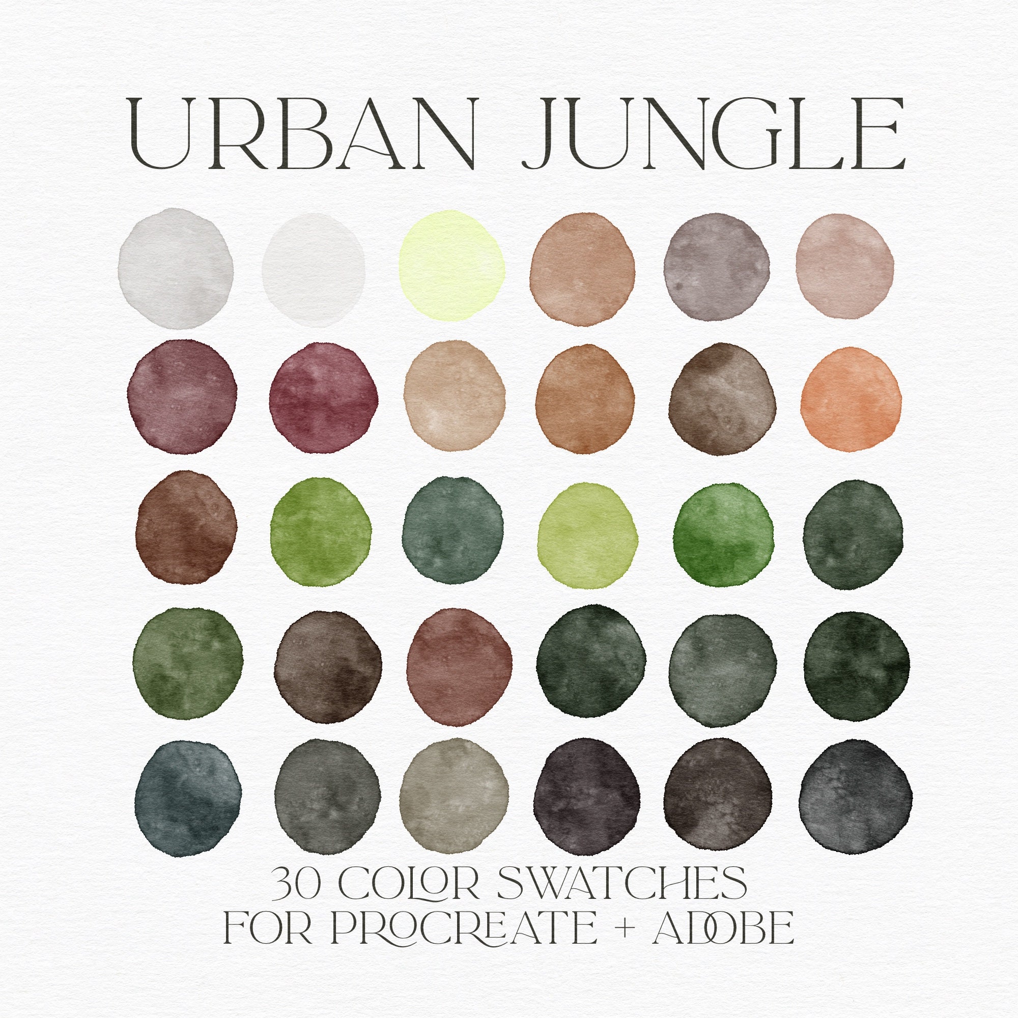 Urban Jungle Color Palette for Procreate, Adobe Illustrator, Terracotta ...