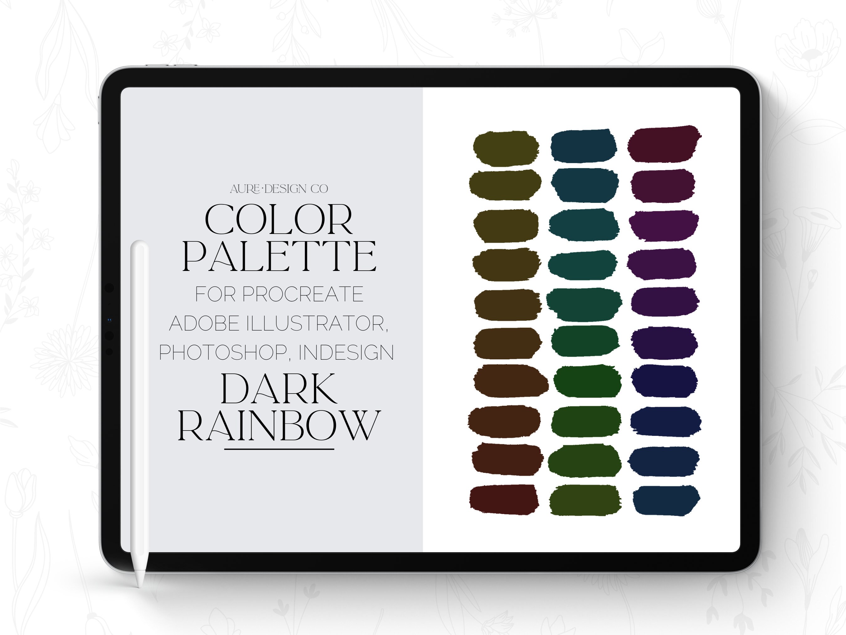Dark Rainbow Procreate Color Palette - Swatches for Illustrator and ...