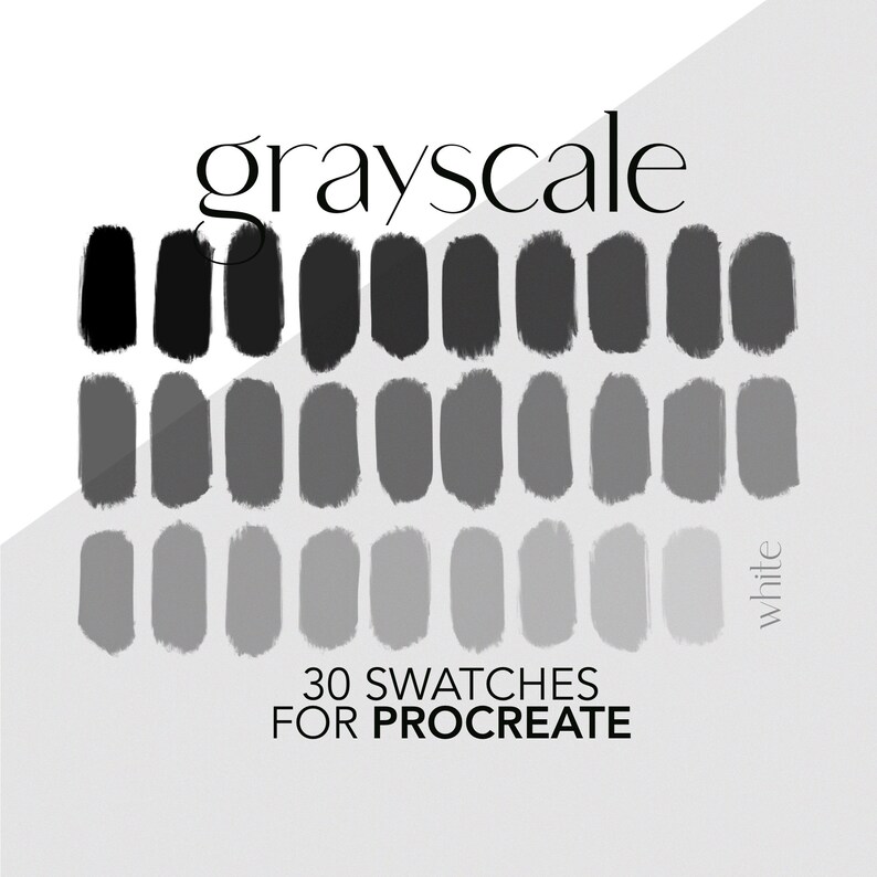 Grayscale Procreate Color Palette - Shades of Gray Swatches for Adobe ...