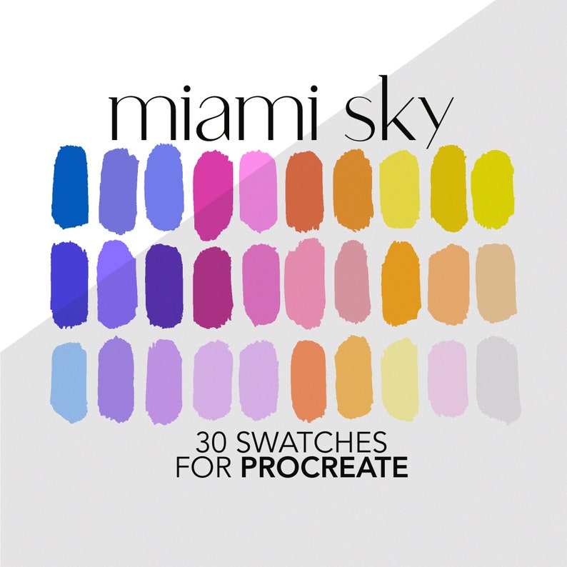Procreate Color Palette Miami Sky Color Swatches For Illustrator Bright