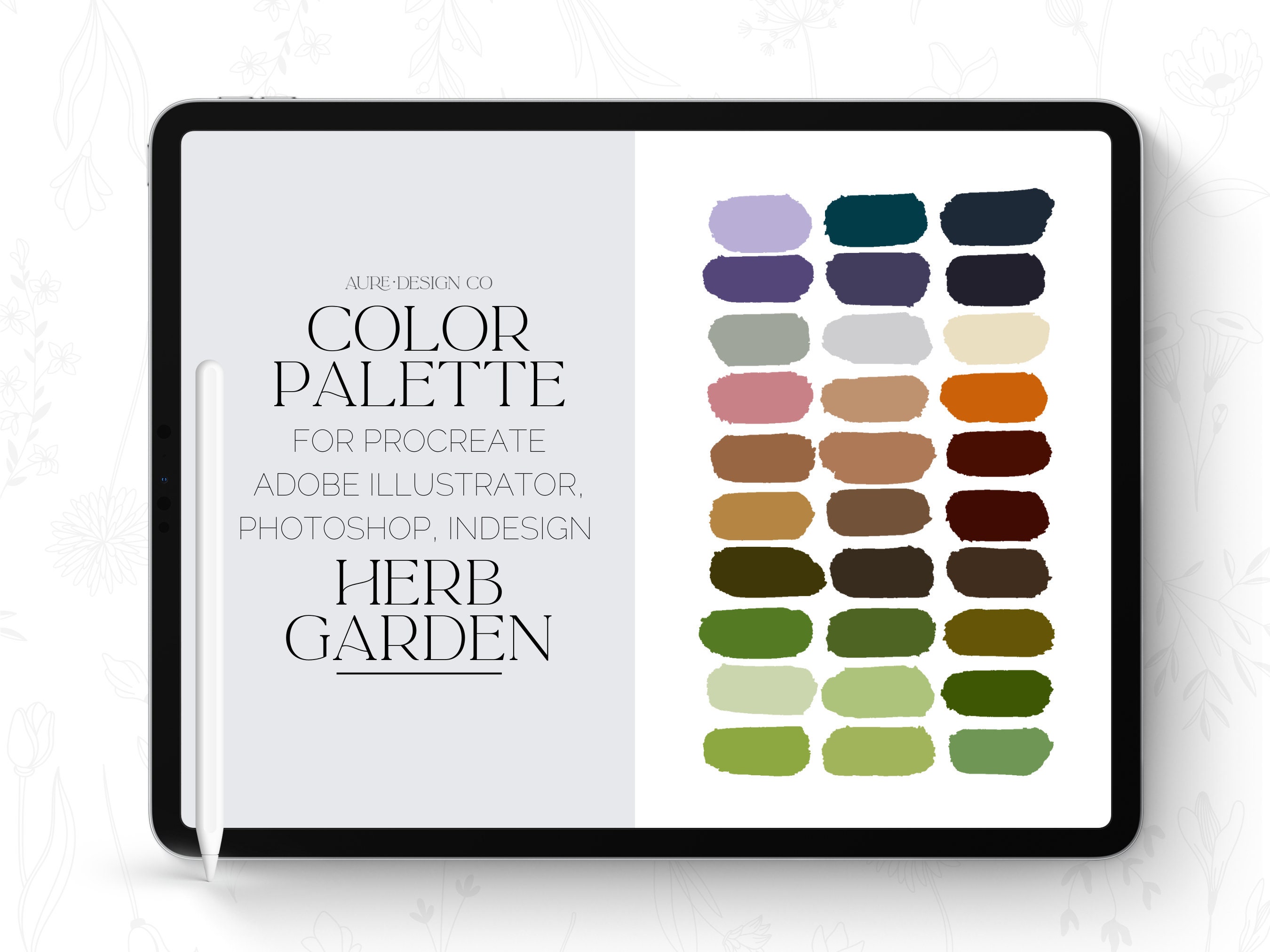 Herb Garden Color Palette for Procreate, Adobe Illustrator, Photoshop ... Herb Garden Color Palette for Procreate, Adobe Illustrator, Photoshop ...