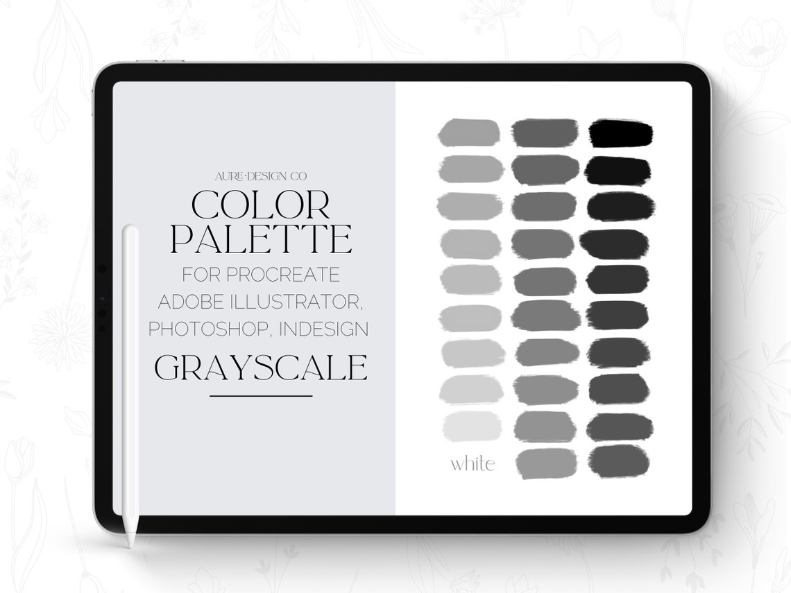 Grayscale Procreate Color Palette - Shades of Gray Swatches for Adobe ...