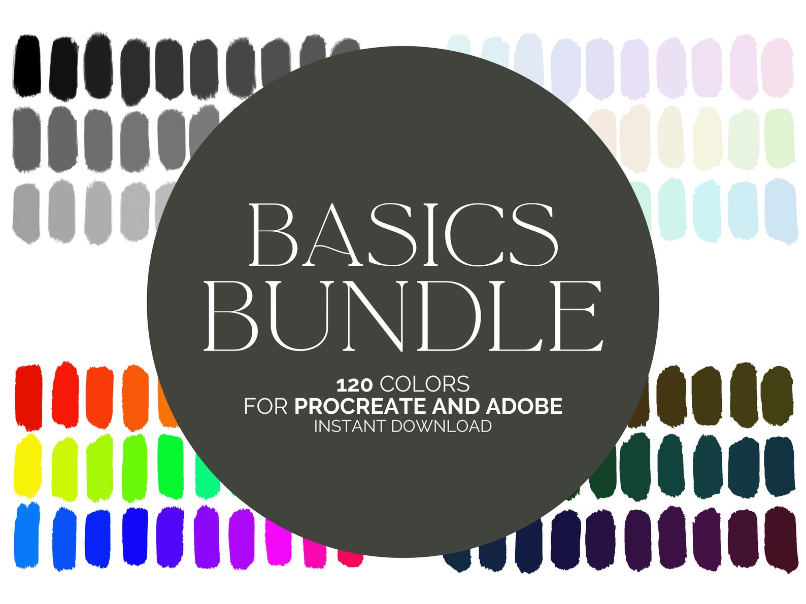 Basic Color Palettes for Procreate and Adobe - Essential Swatch Bundle ...