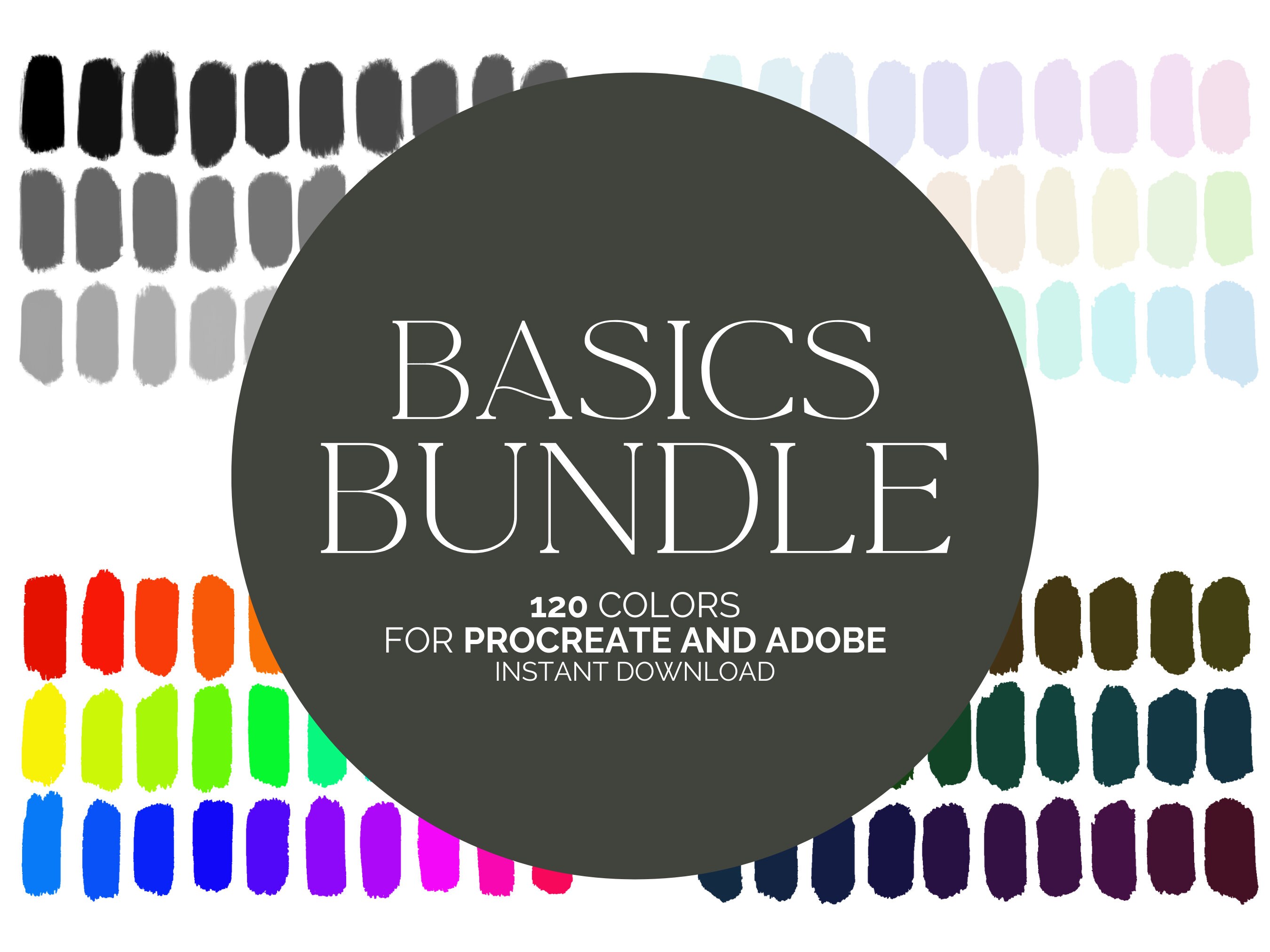 Basic Color Palettes for Procreate and Adobe - Essential Swatch Bundle ...