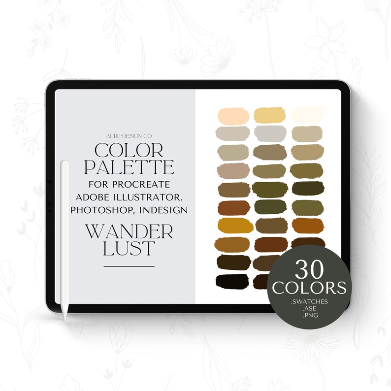 Nature Inspired Color Palette for Procreate, Adobe Illustrator ...