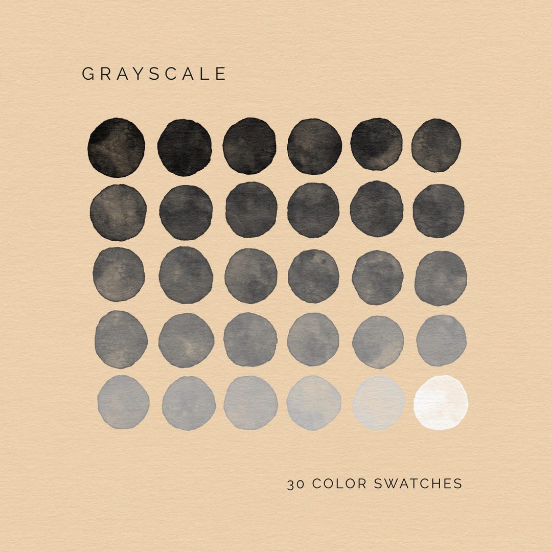 Grayscale Procreate Color Palette: 30 Shades of Gray Swatches for Adobe ...