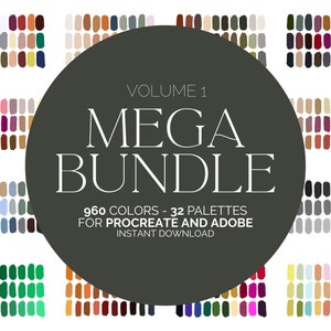 Mega Color Palette Bundle for Procreate and Adobe 960 Color Swatches 32 ...
