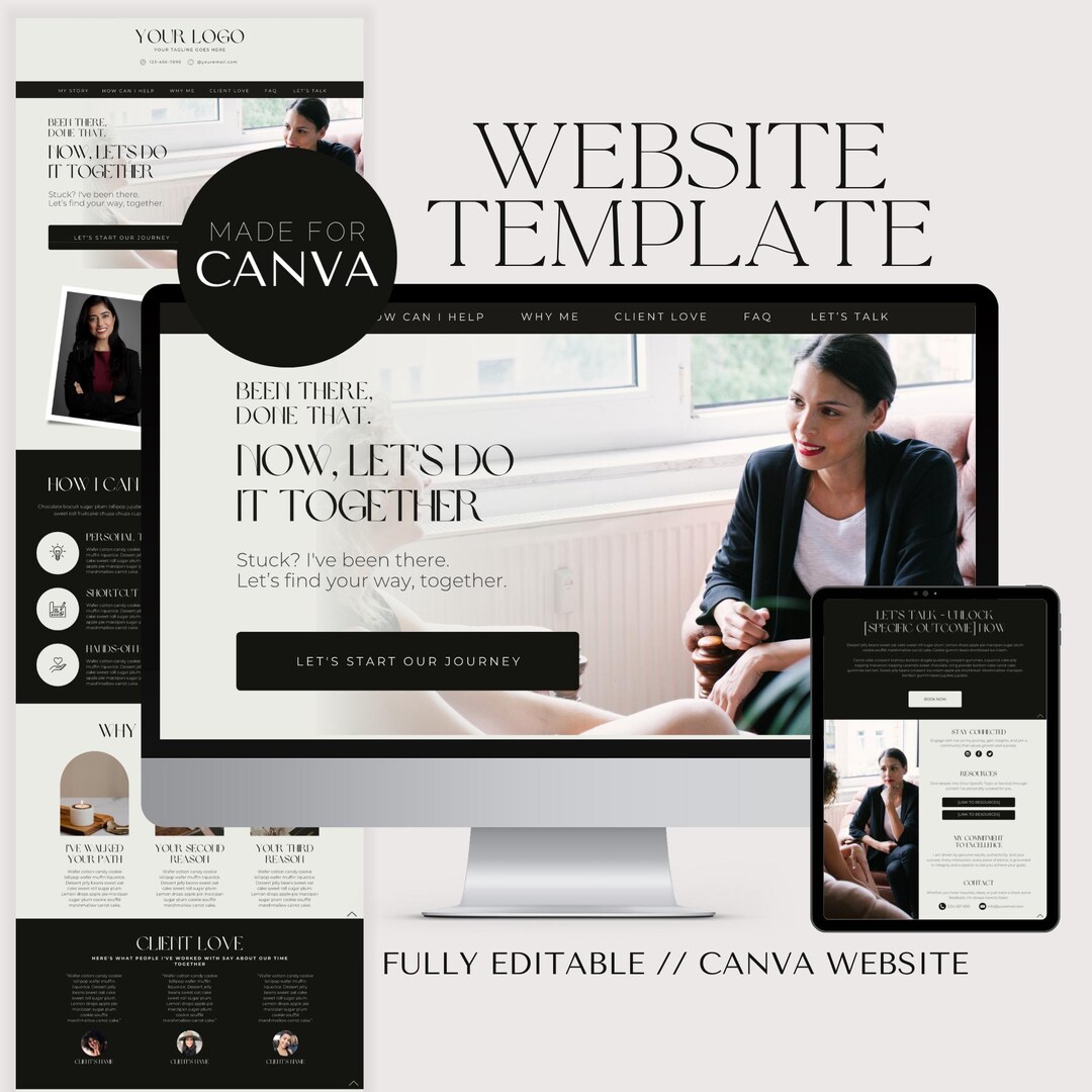 Minimalist Canva Website Template for Coaches, Clean Layout and Simple ...