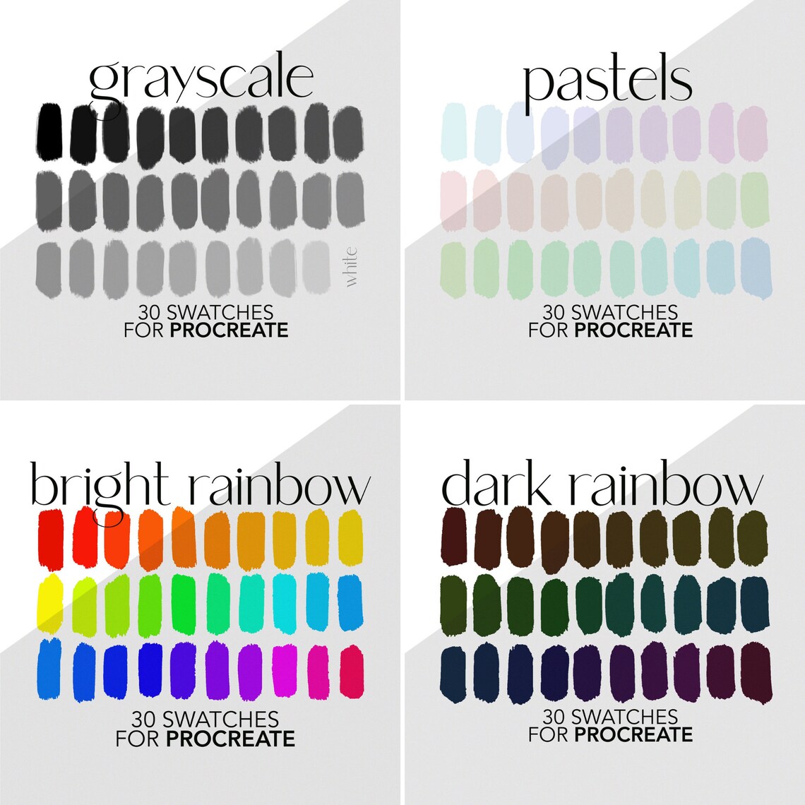 Basic Color Palettes for Procreate and Adobe Essential Swatch Bundle ...